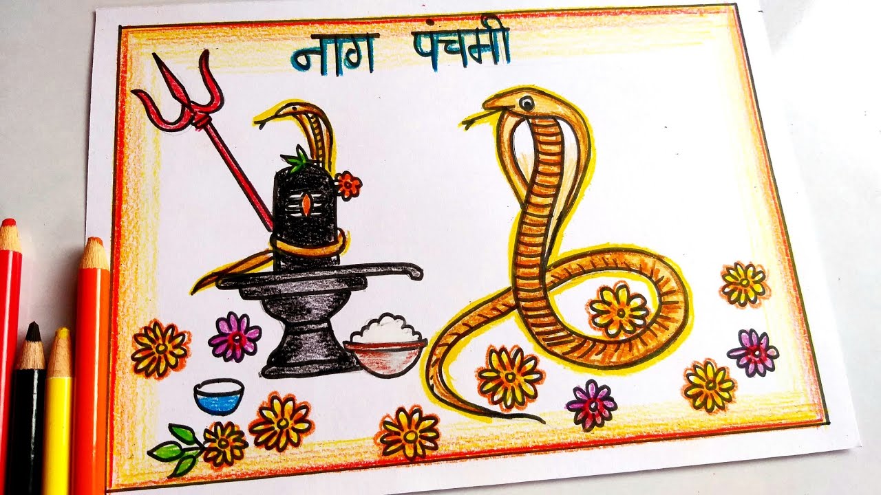 How to draw easy Nag panchami drawing/ Nag panchami step by step poster ...