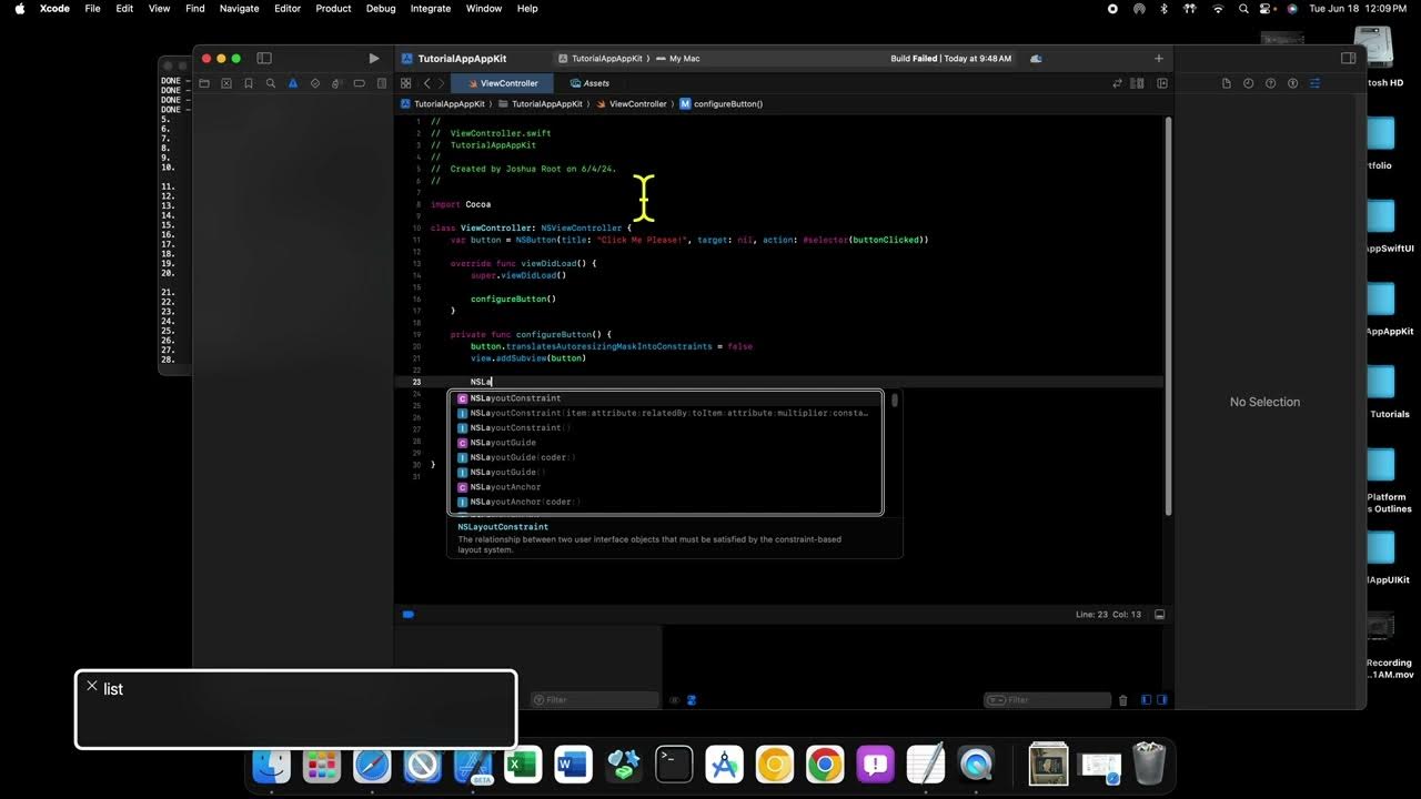 macOS Development with AppKit - 5 - Push Buttons - YouTube