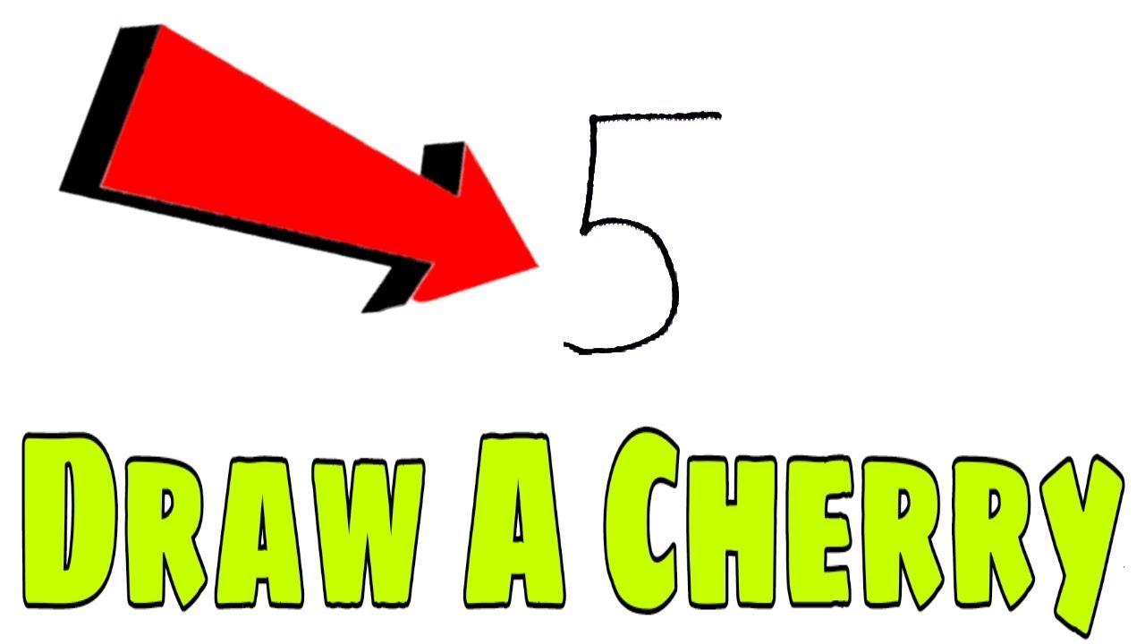 How To Draw A Cherry From Number 5 Easy Step by Step.चेरी का चित्र कैसे ...