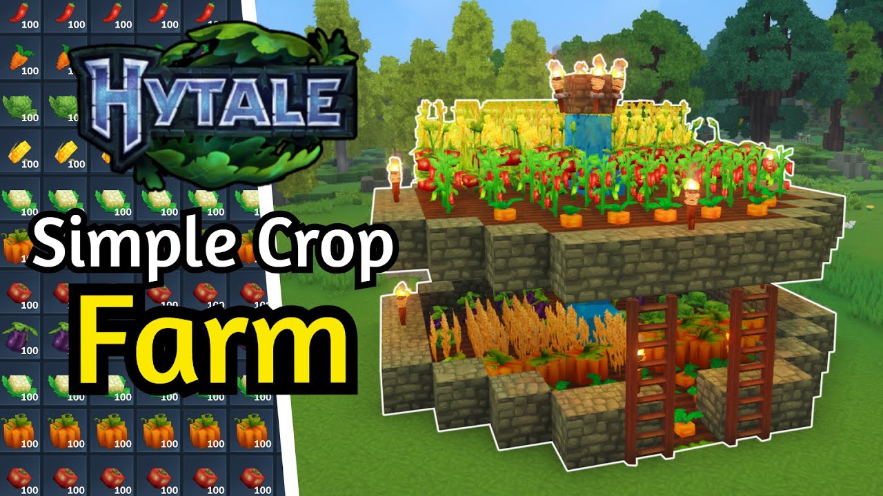 How To Make A Simple Crop Farm In Hytale (With Automatic Watering Can ...