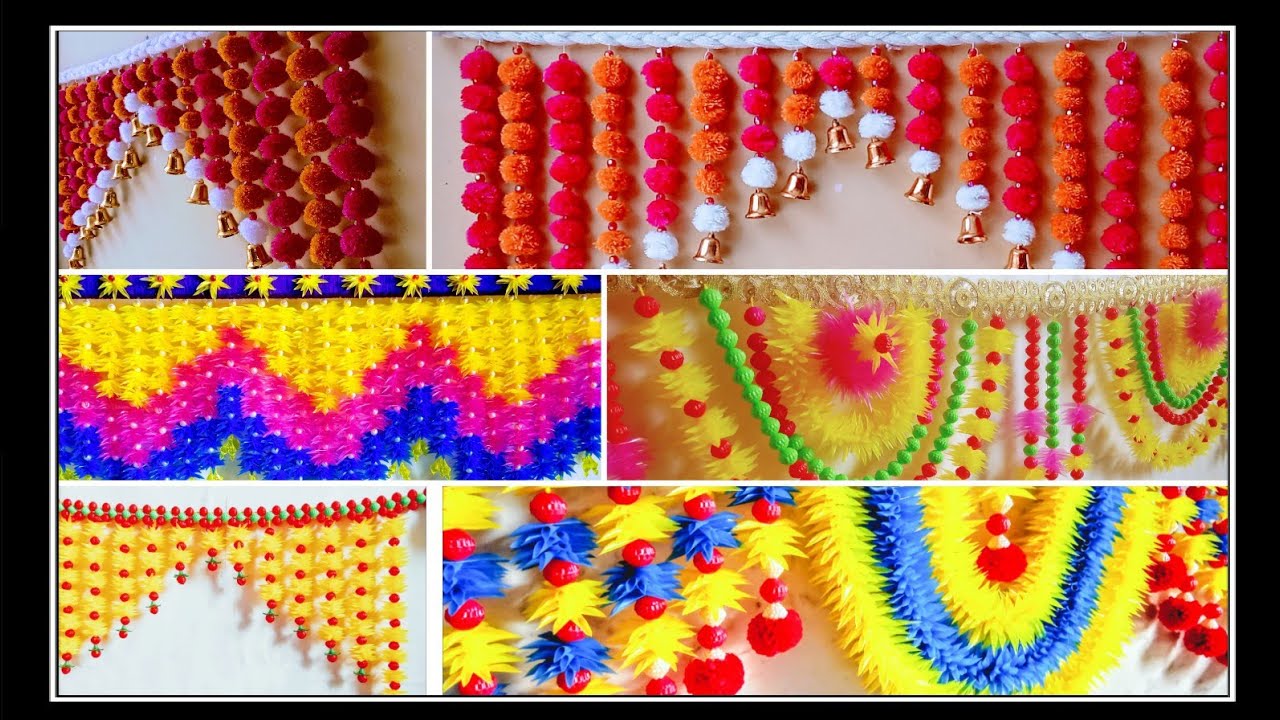 Diy 06 Wall Hanging Toran//Amazing Jhalar Design 2020||pom pom and ...