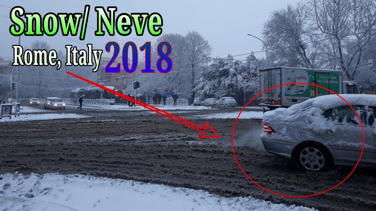 First time snow Rome italy 2018 || After 7 years snow rain in Rome ...
