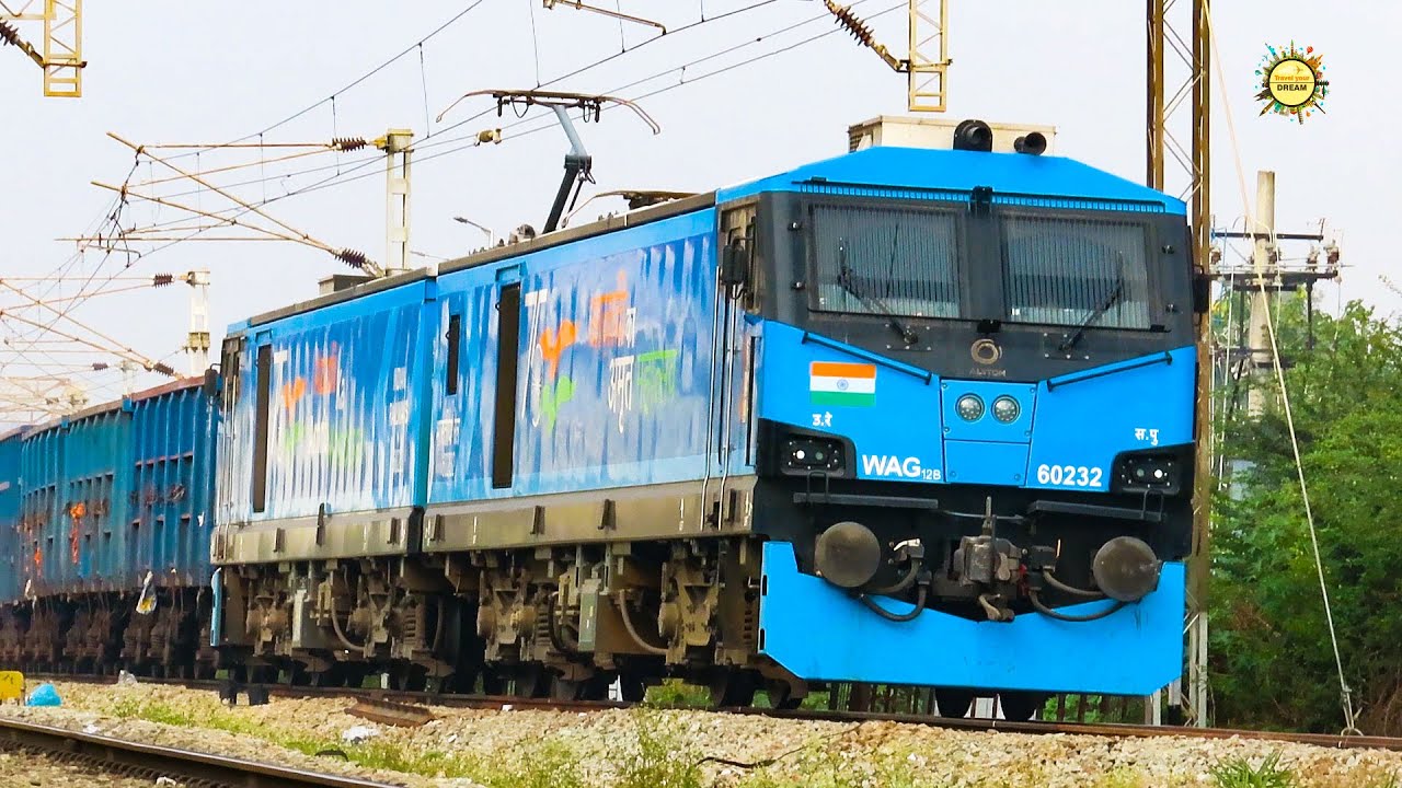 Horrific Acceleration by MOST Powerful locomotive WAG 12 at white field ...