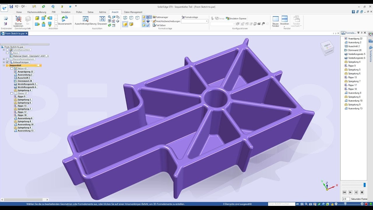 Solid Edge ST9 - From Sketch to Model - YouTube