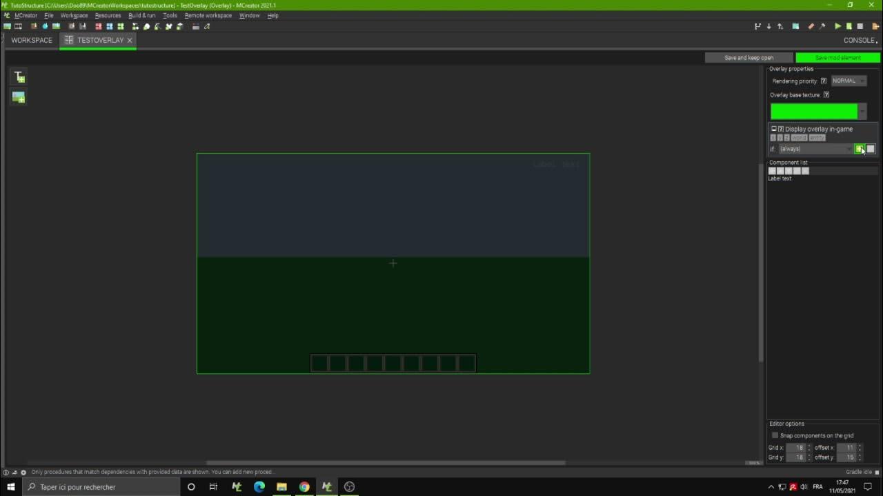 Comment afficher l'overlay avec MCreator - YouTube