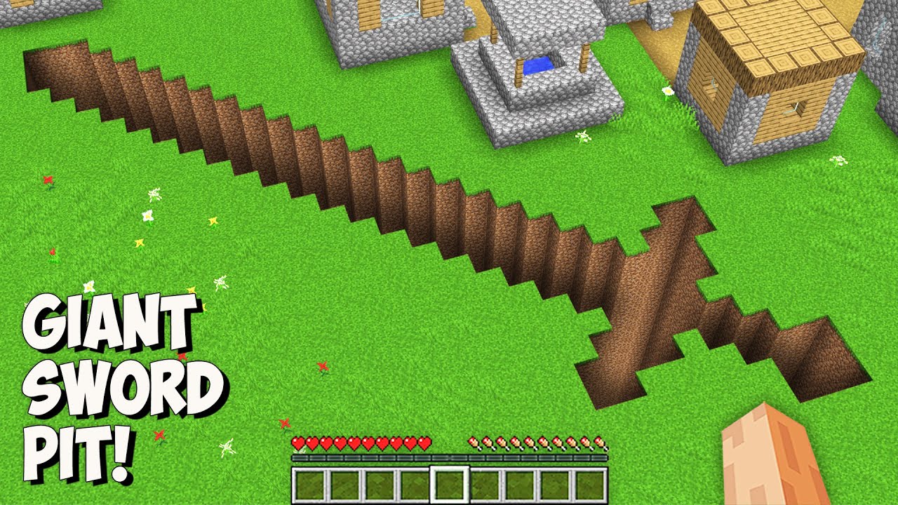 What is HIDDEN inside GIANT SWORD PIT in Minecraft? I found THE DEEPEST ...