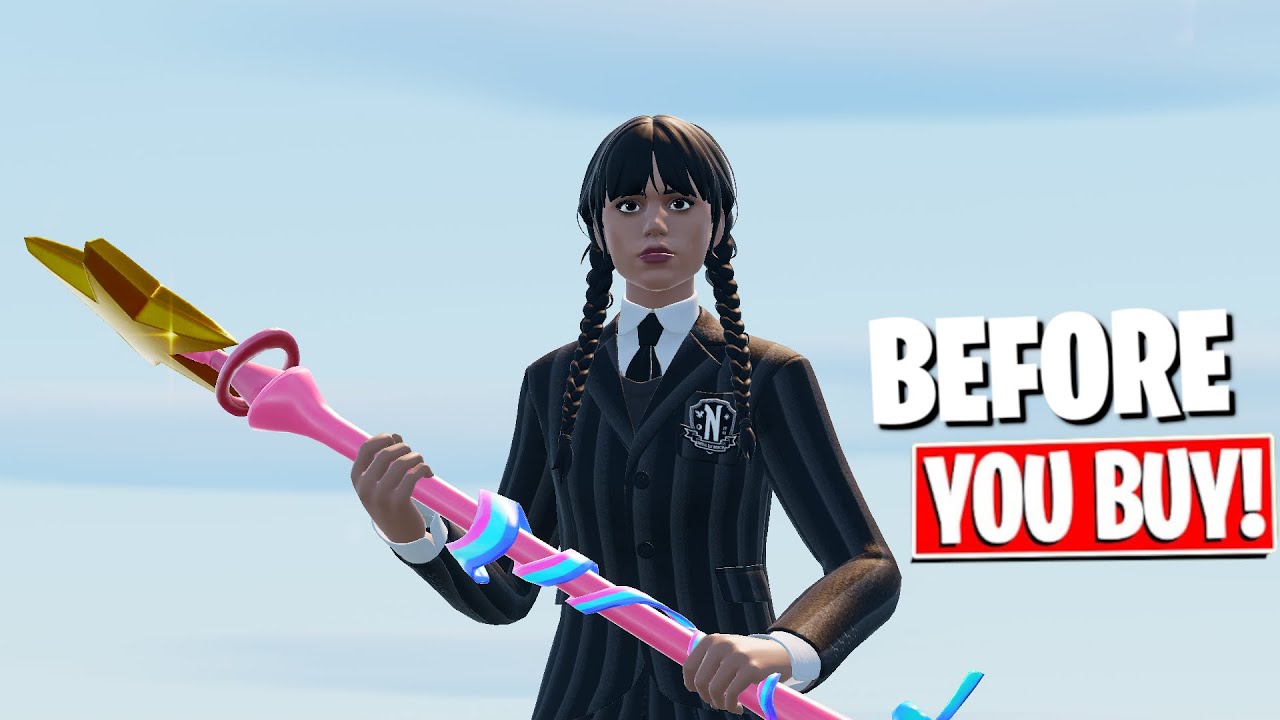 Wednesday Addams Fortnite Skin Review - YouTube