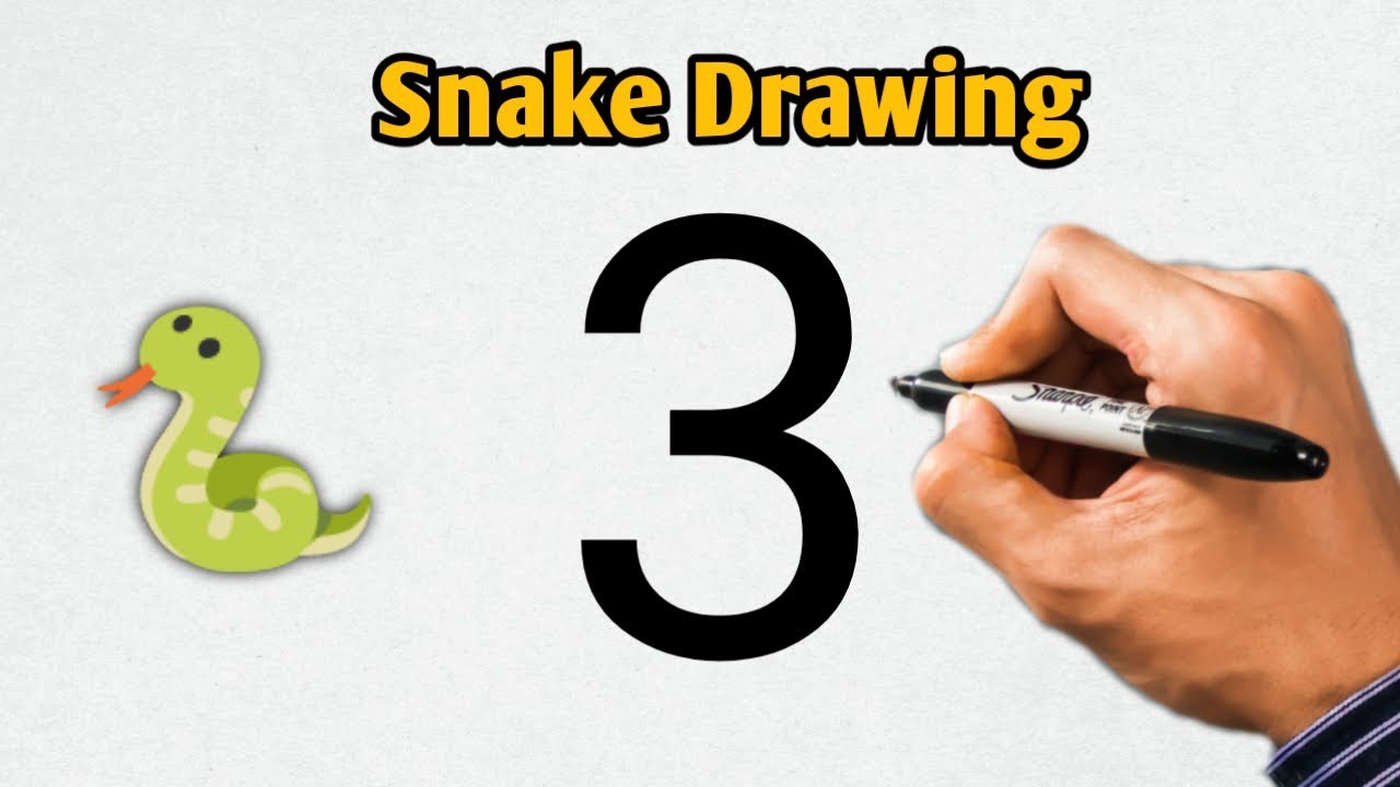 Drawing Snake🐍 From 3 | सांप का चित्र बनाइए बस 2 मिनट में | How to Draw ...