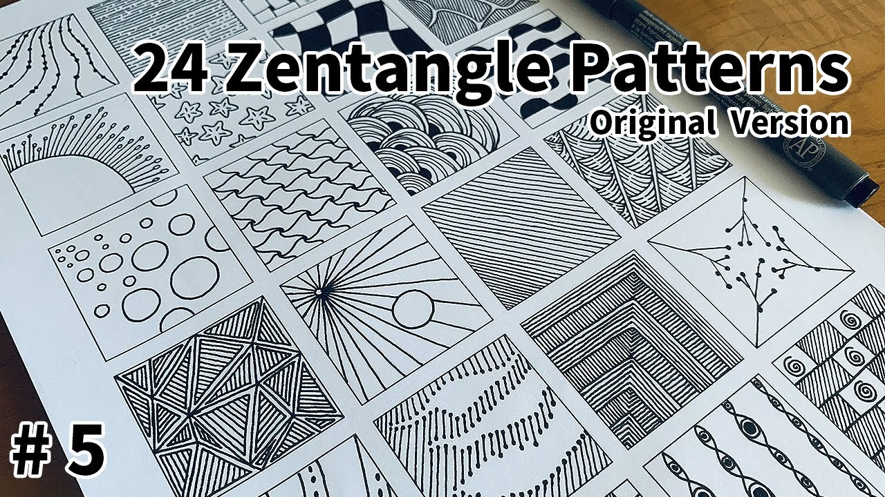 24 Zentangle Patterns | Tutorial Step by Step #5 | 24 Doodle Patterns ...