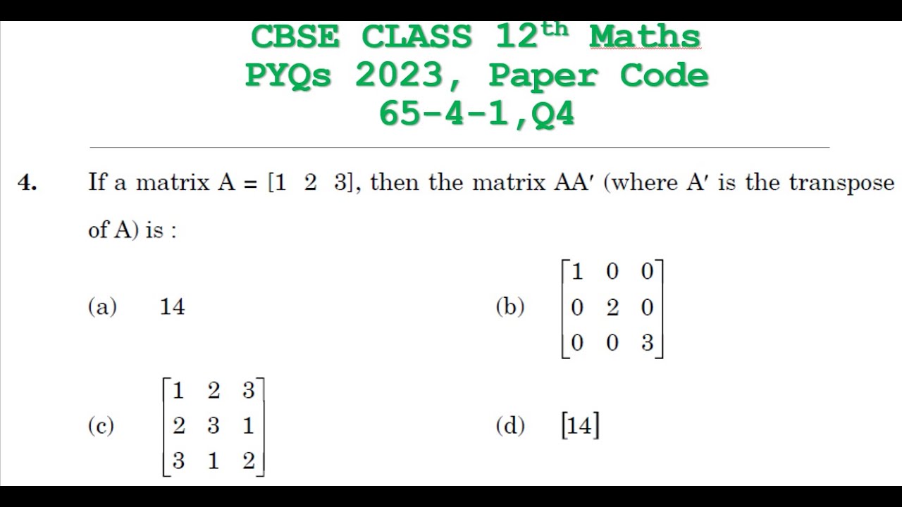 Class 12th Math | Answer Key 2023 | CBSE Board PYQ 2023 | Paper Code 65 ...