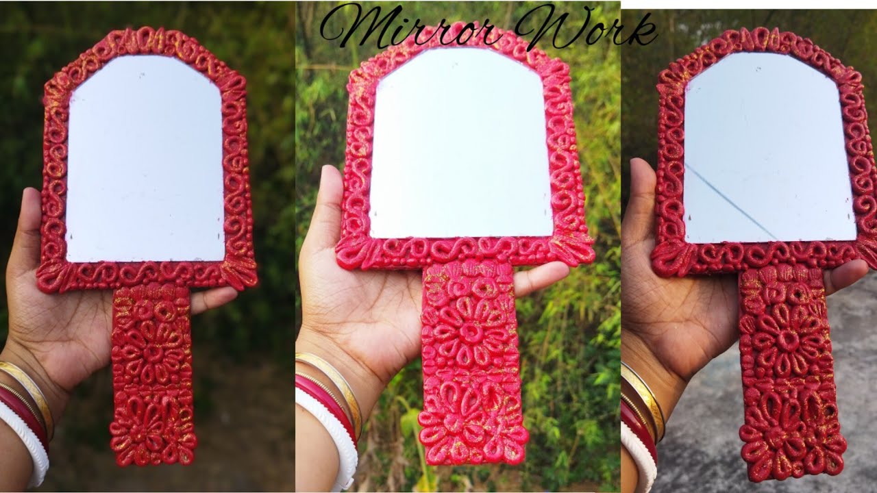 Old Mirror Work With Clay😍/Beautiful Mirror Work/DIY Mirror Decoration ...