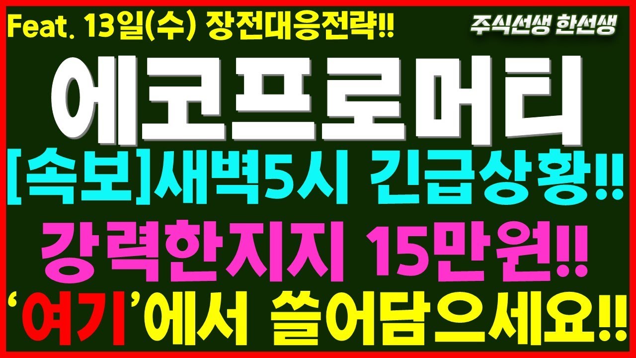 에코프로머티리얼즈 속보 새벽5시 긴급상황 강력한 지지 15만원 눌림구간 여기에서 쓸어담으세요 수요일 대응전략은 에코프로머티리얼즈 에코프로머티 Ls