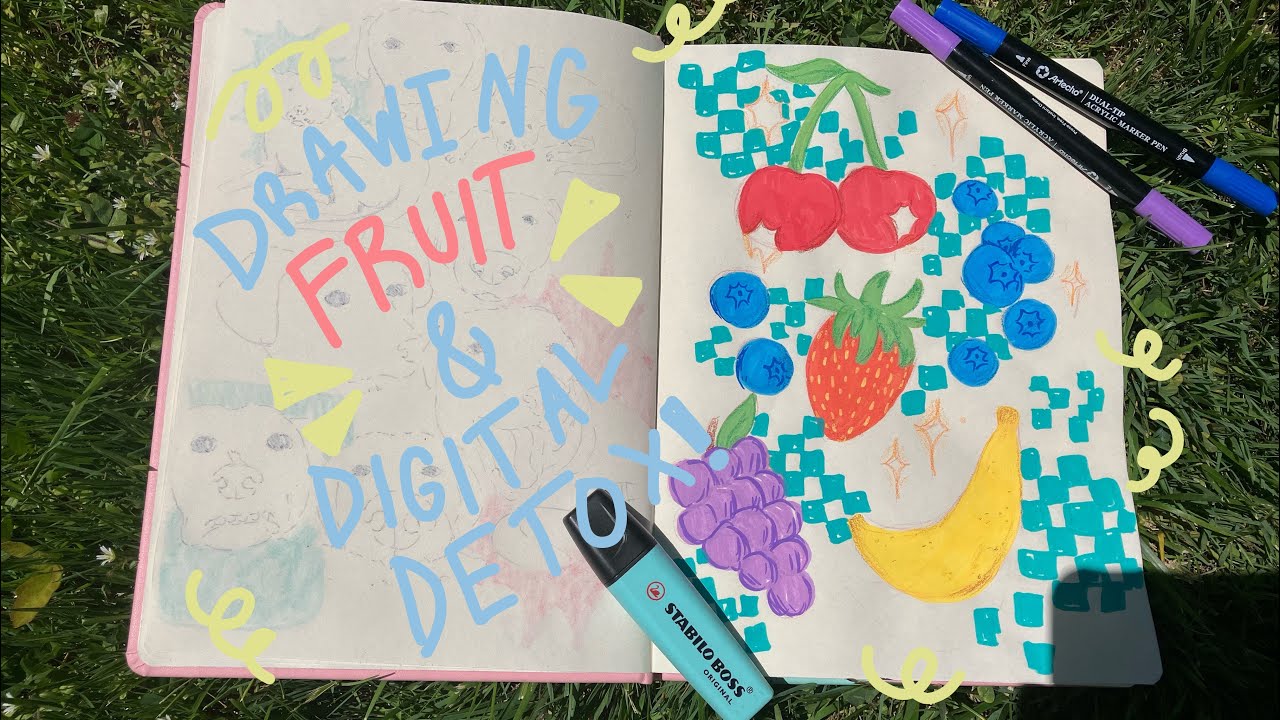 🍉 Drawing Fruit & A Digital Detox! 🍉 Sketchbooking in the park with ...