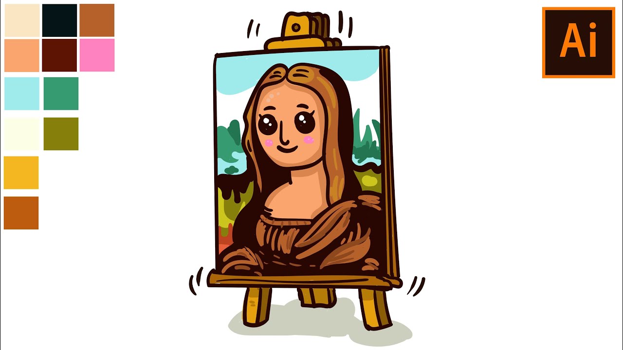 Mona Lisa Cartoon Drawing | Easy Steps - YouTube