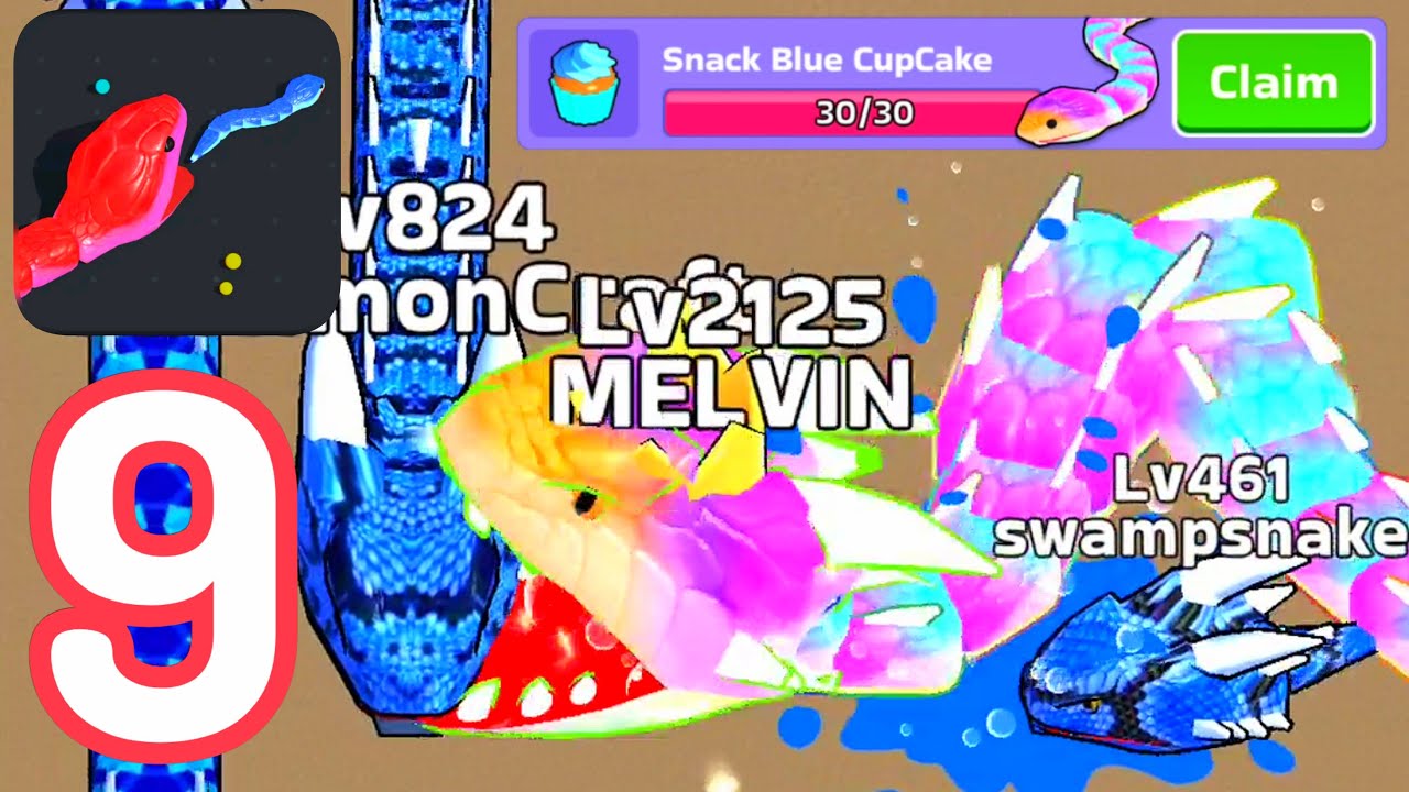 Snake Clash-(Gameplay 9)-Snack Blue CupCake Nueva Serpiente - YouTube