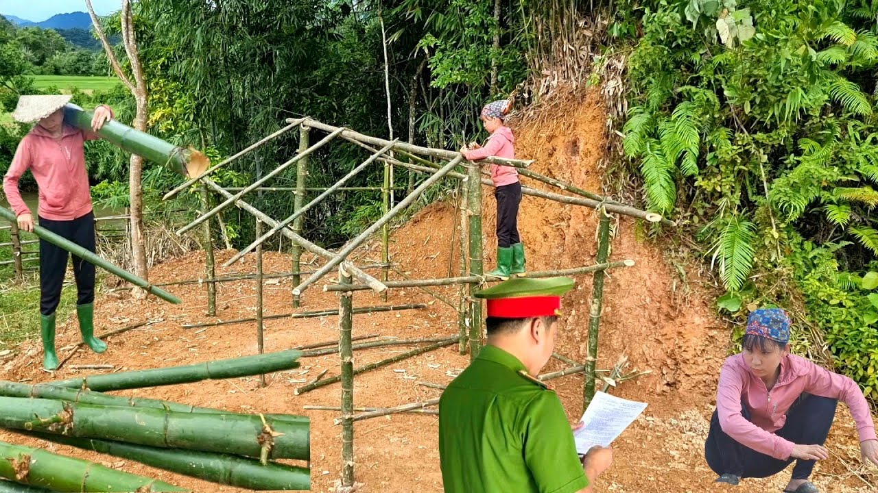 make a house out of bamboo. The girl built her own house and started a ...