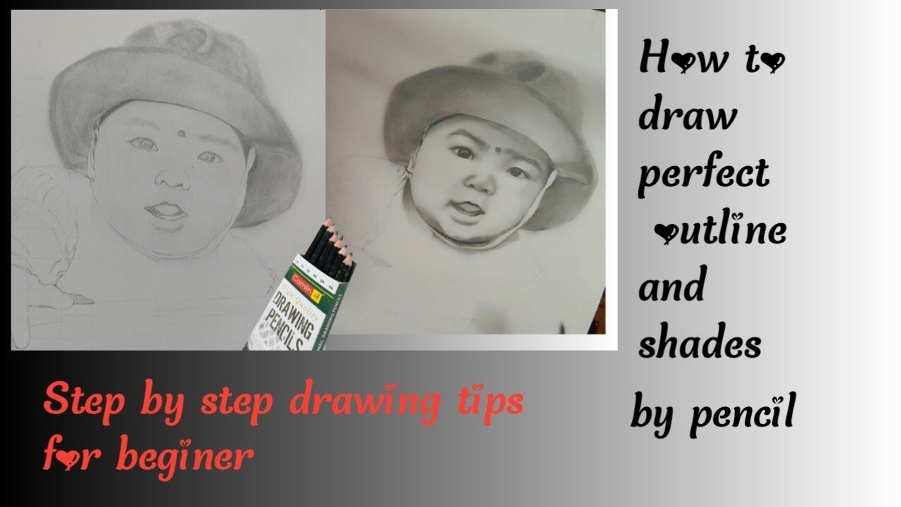 How to draw outline and shades your portrait for beginer artist. pencil ...