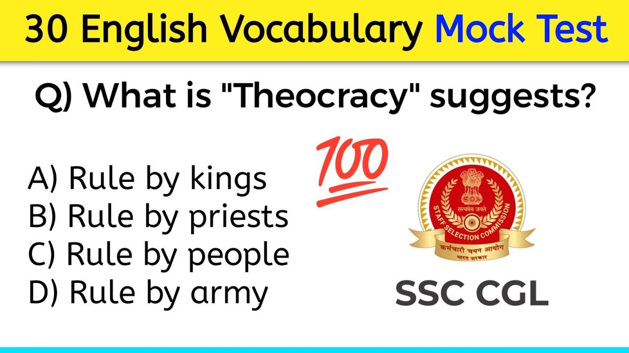 30 English Vocabulary Mock Test 🧠 | Important Synonyms for Competitive ...