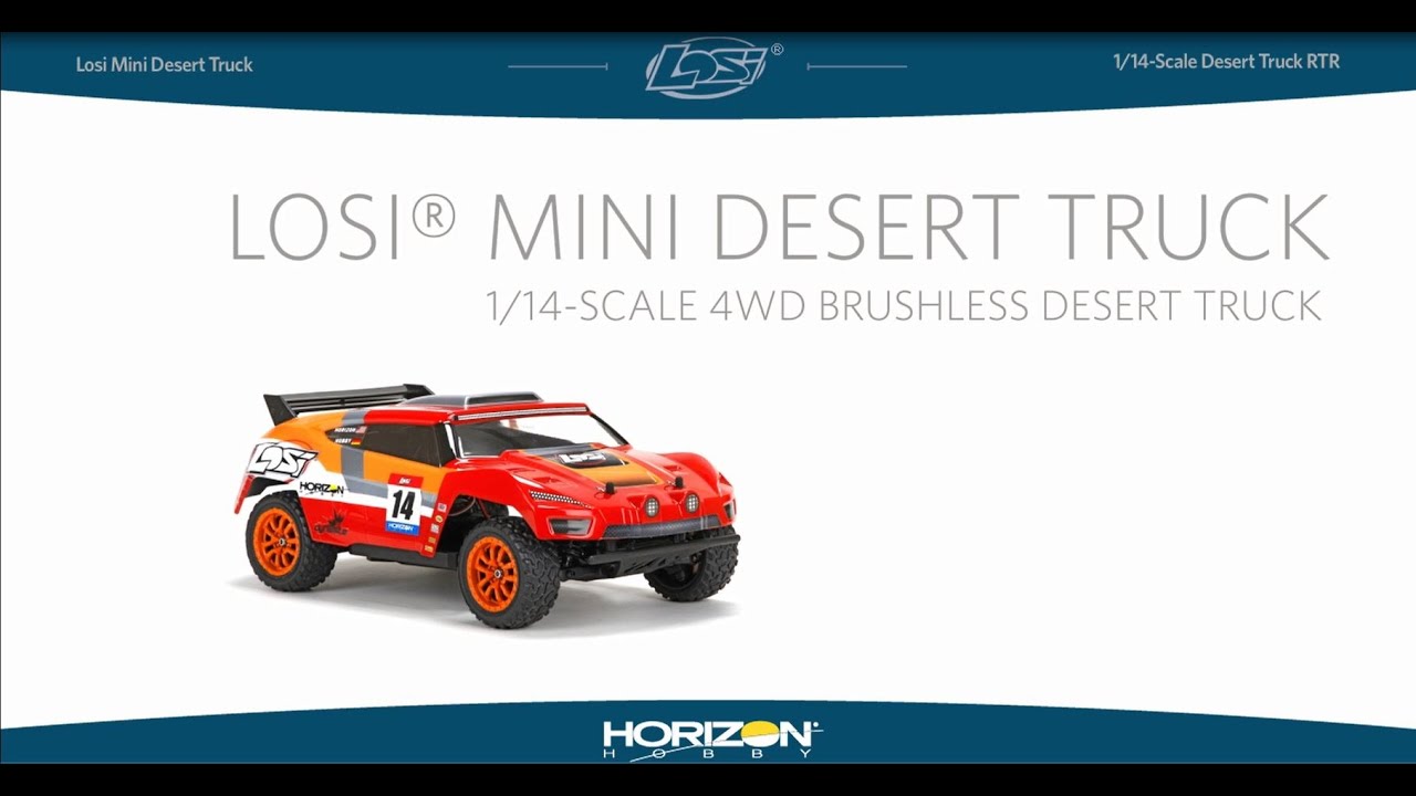 LOS01007 1/14 MINI DESERT TRUCK BRUSHLESS RTR - YouTube
