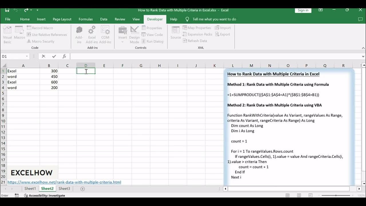 How to Rank Data with Multiple Criteria in Excel - YouTube