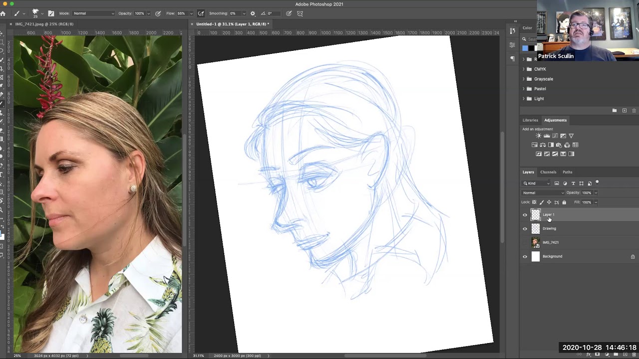 How to Paint A Digital Portrait in Photoshop Pt 1 - YouTube