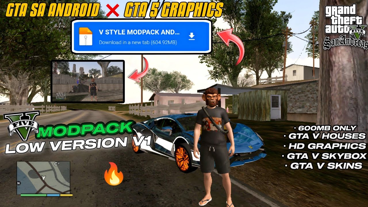 GTA 5 Style Graphics Modpack for GTA SA Android 13 & 14 | All Devices ...
