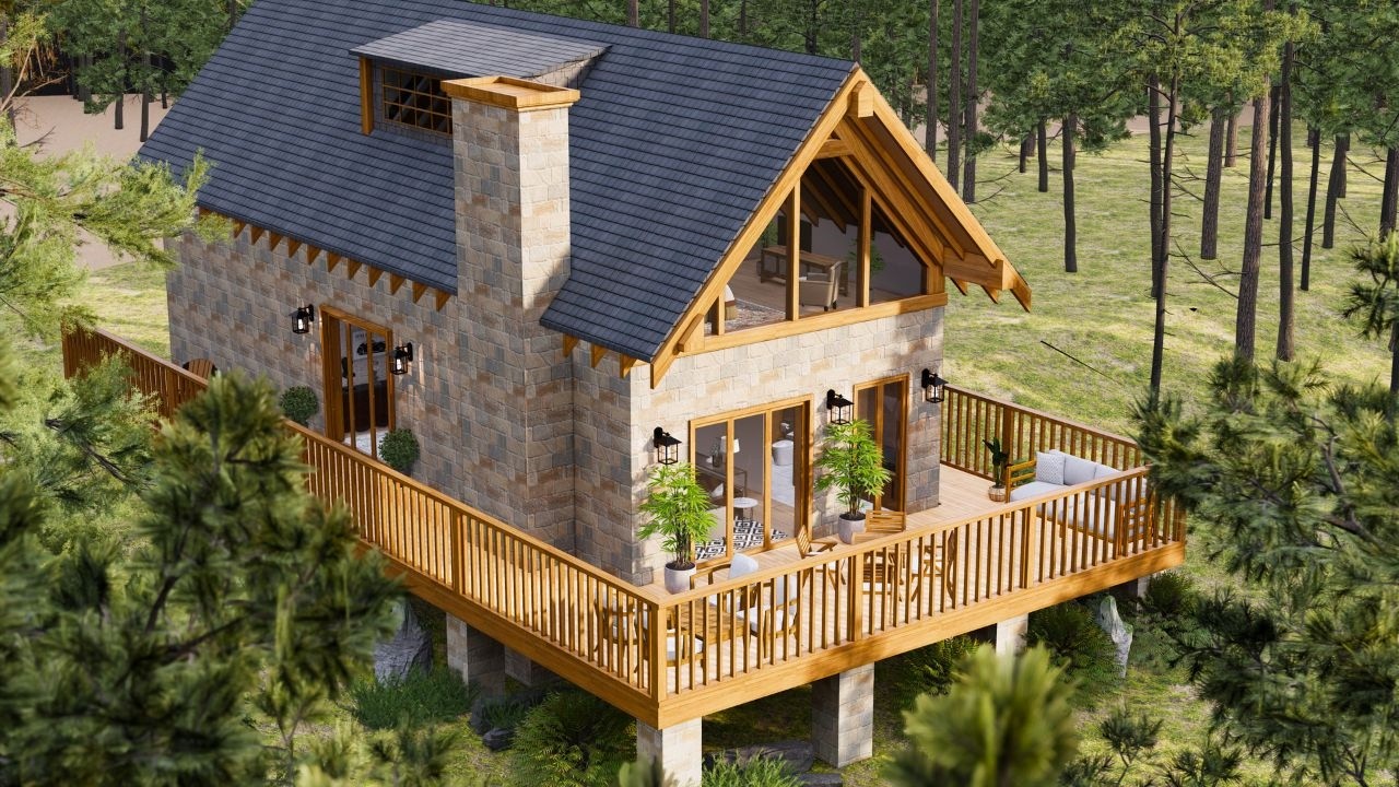 Rustic Covered Porches And Decks Cabin