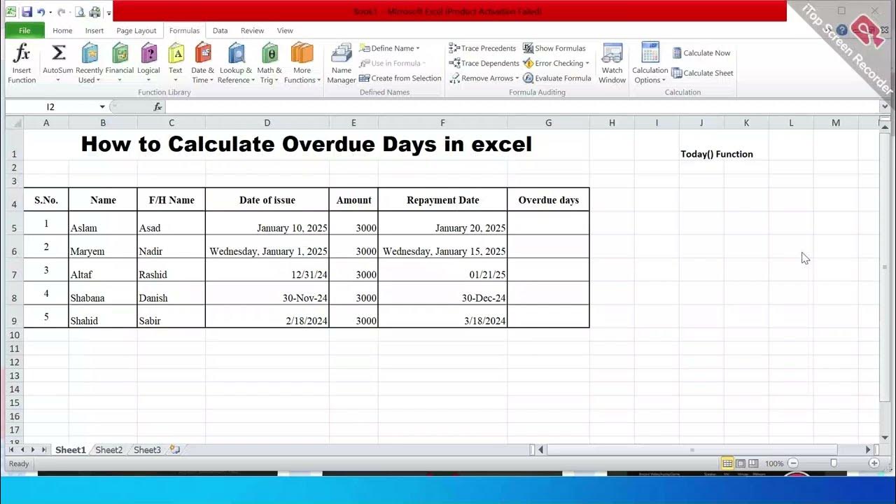 HOW TO CALCUATE OVERDUE DAYS IN EXCEL. - YouTube