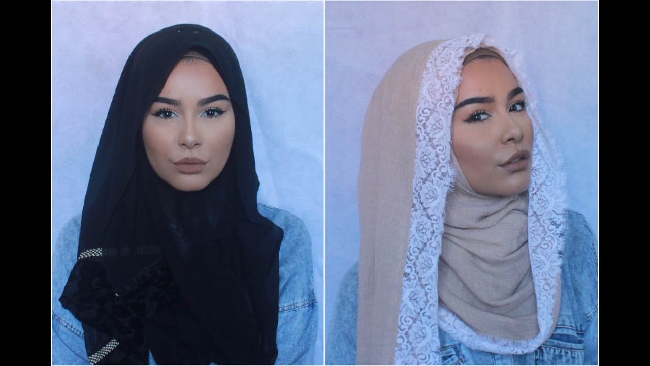 2 Hijab Styles With Patterned Borders - YouTube