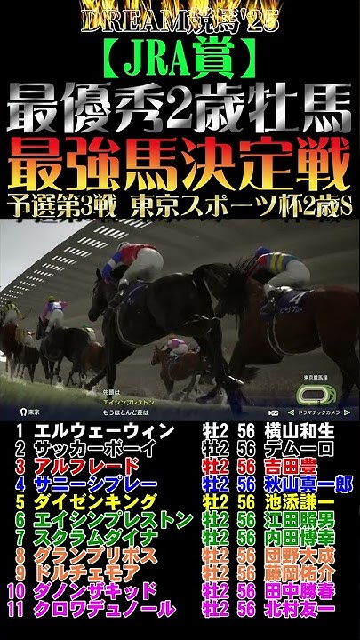 【ウイポ10 2025】DREAM競馬'25【JRA賞】最優秀2歳牡馬最強馬決定戦 予選第3戦 #競馬 #ウイニングポスト #JRA賞 #最優秀2歳牡馬 #東京スポーツ杯2歳S - YouTube