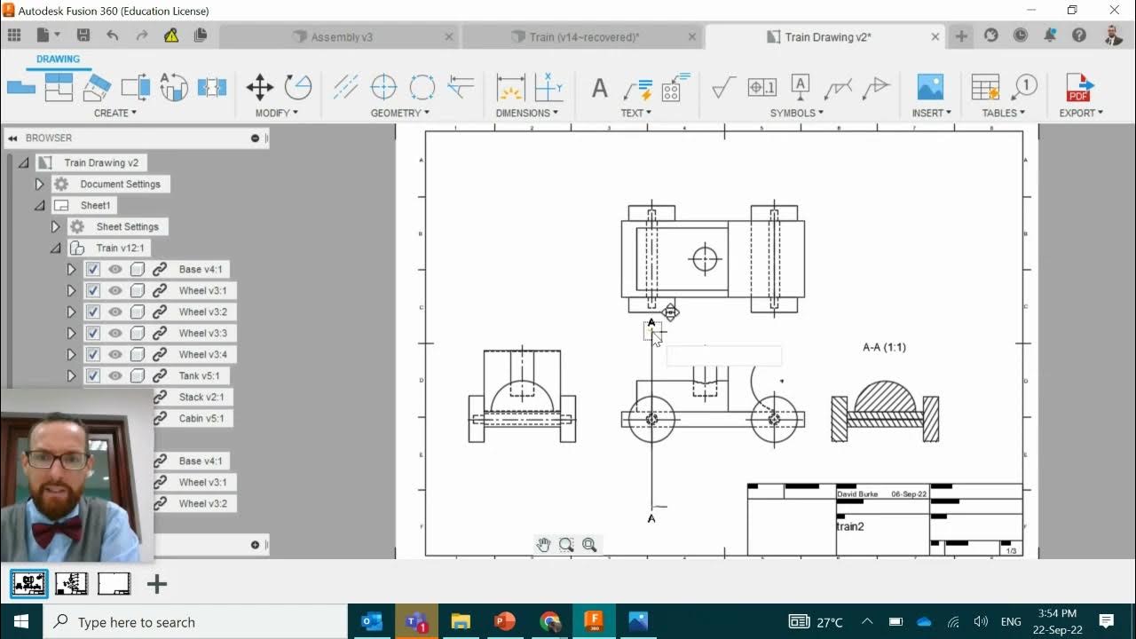Fusion 360: Section View in a Drawing - YouTube
