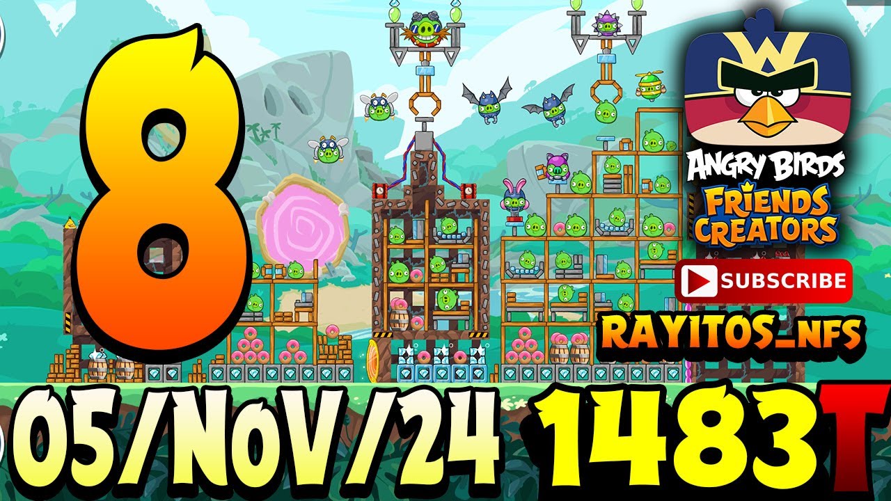 Angry Birds Friends Level 8 Tournament 1483 Highscore POWER-UP walkthrough - YouTube