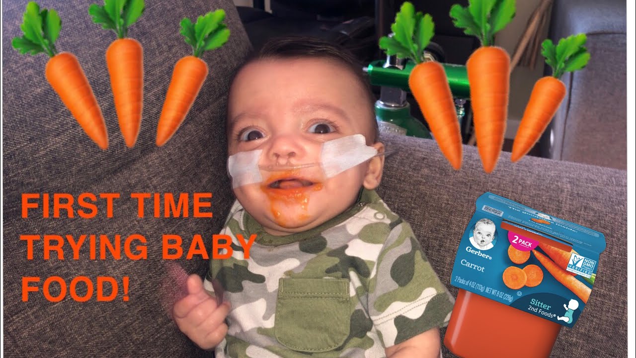 PREEMIE TRIES BABY FOOD FOR THE FIRST TIME! - YouTube