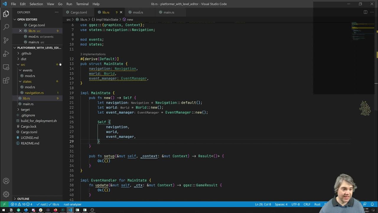 Platform with Level Editor (Rust+GGEZ) 3: Using BBECS - YouTube