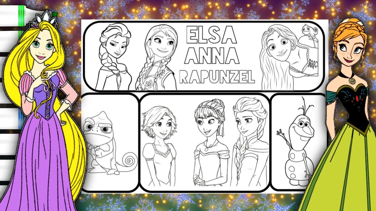 Disney Princesses | Elsa Anna & Rapunzel | Olaf | Pascal | Coloring ...