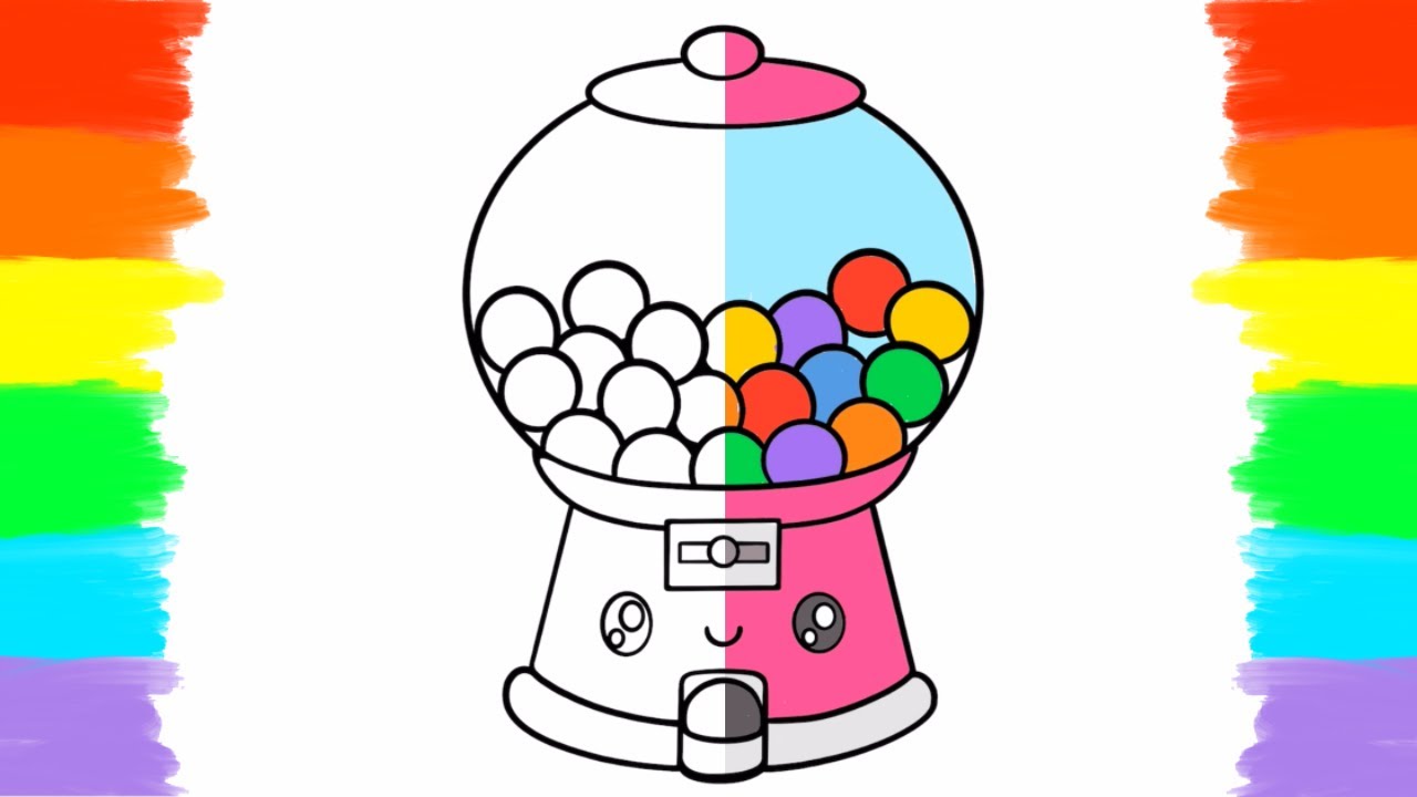 How to Draw and Color Gumball Machine丨 Coloring Page 🎨🤩 - YouTube