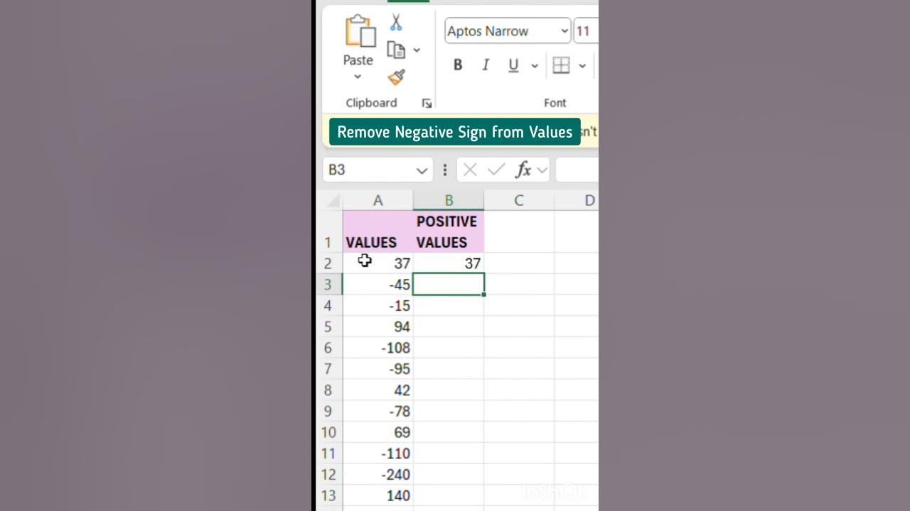 Remove Negative Sign from Excel #exceltips #explore&create #exceltech - YouTube