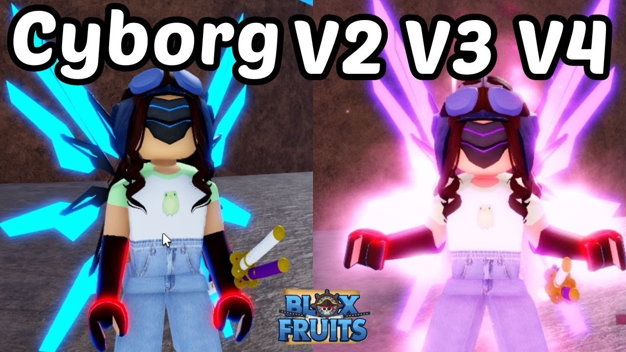 PEGUEI o V2 V3 e V4 da RAÇA CYBORG BLOX FRUITS - YouTube