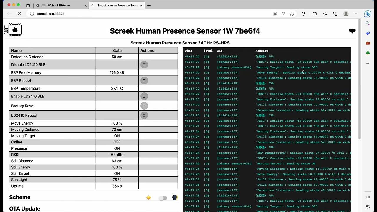 Use the web tool to configure the radar (ld2410) and connect to HomeAssistant - YouTube