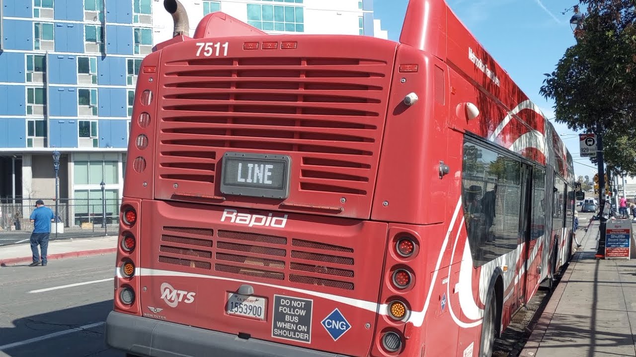 Trolley Shuttle San Diego MTS New Flyer XN60 7511 - YouTube