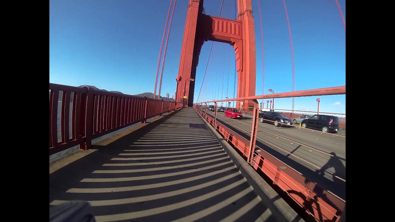 Riding across the west walkway on the Golden Gate Bridge - YouTube