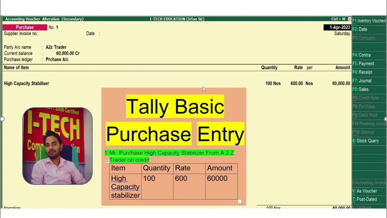 Tally Purchase Basic entry #tally #tallycourse #tallyerp9 #tallyprime - YouTube