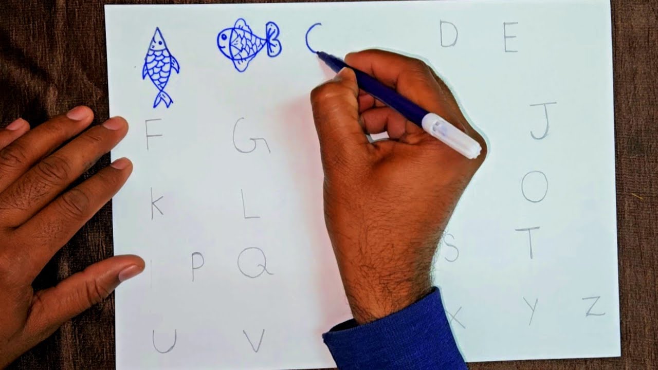 How to draw 26 fish|| easy fish drawing every letters|| unique fish ...