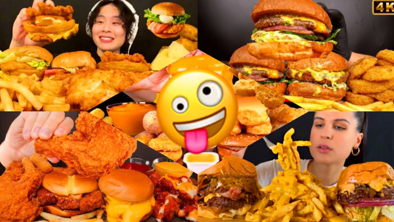 BIG BITES FAST FOOD MUKBANG COMPILATION EATING SHOW * CRUNCHY CHICKEN ...
