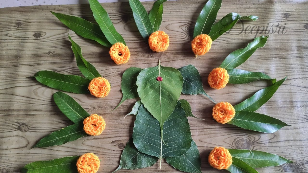 Eco friendly Leaf Ganesha|Ganesha with peepal leaves|Ganesh ji idol ...