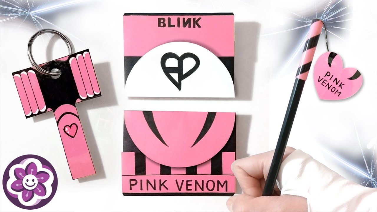 DIY Blackpink 💖| Pink Venom | mini Notebook with Pocket | DIY Keychain ...