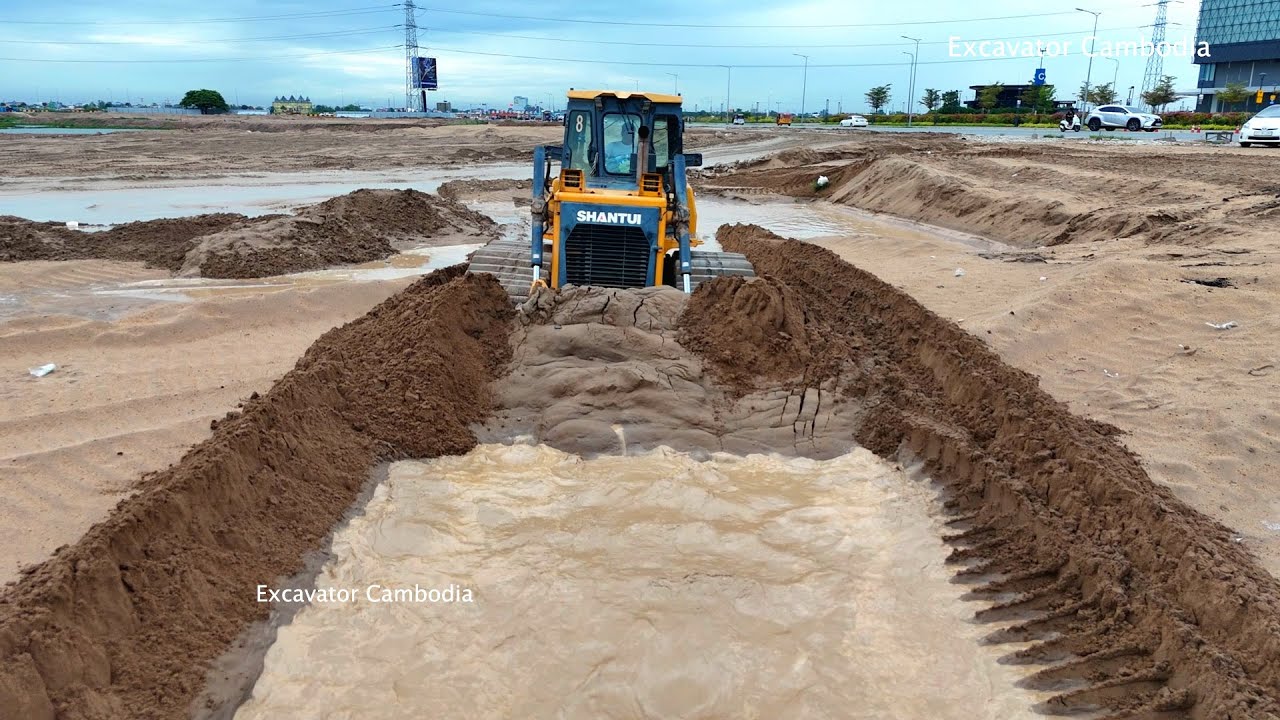 Amazing Complete Sand Filling by Skills Shantui DH17c2 Pushing Sand ...