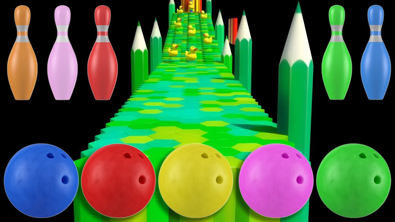 Funny Jumping Bowling Ball and Kinetic Sand Space Adventure: Learn ...