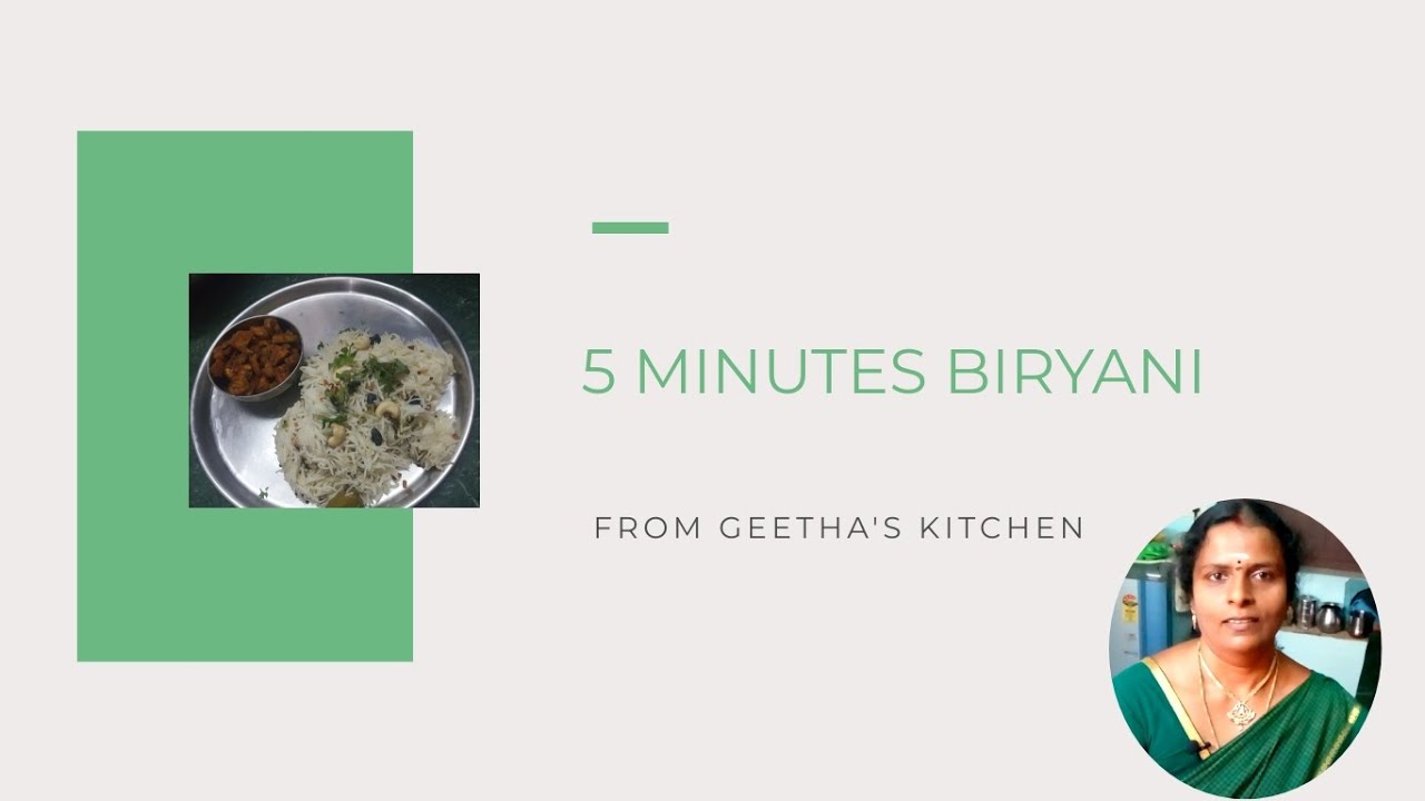 Geetha's Kitchen | 5 Minutes Biryani Recipe in Tamil | Quick Lunch ...