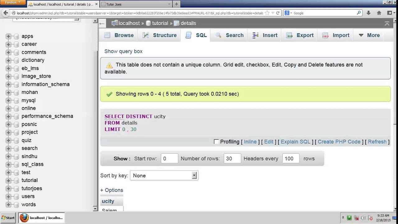 Distinct And Limit In Mysql Tamil Youtube